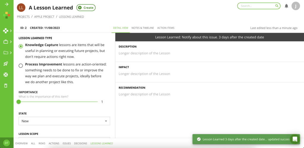 Lessons Learned Tracking Made Easy With RAIDLOG.com